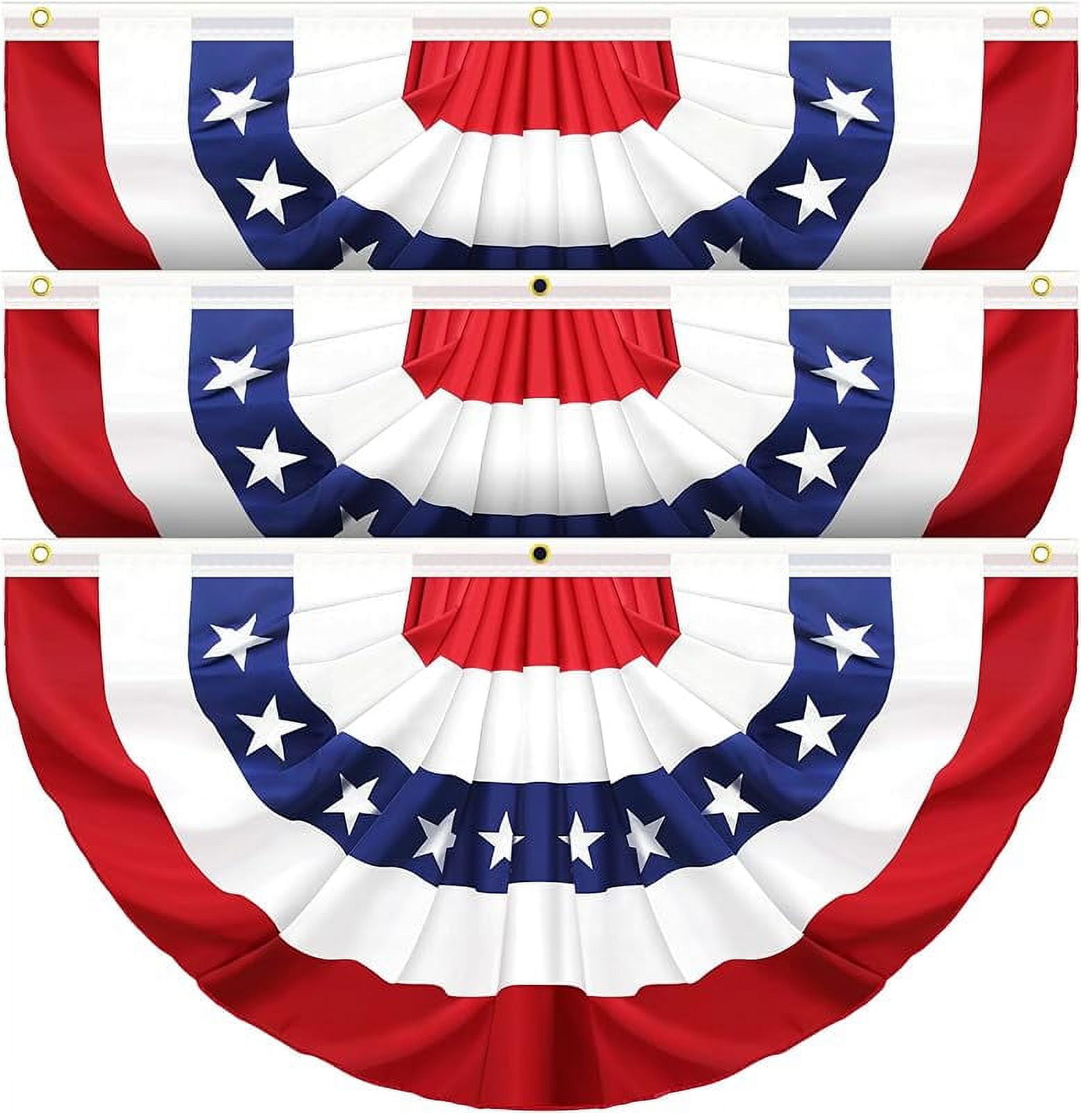 6 Pack Usa Pleated Fan Flag 1 5 X 3 Feet American Us Bunting Flag