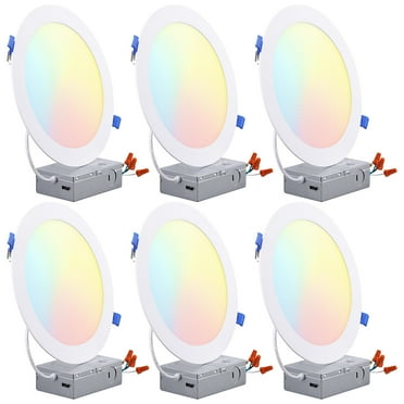 TORCHSTAR 6Pack 6" Ultra-Thin LED Recessed Lighting with J-Box, 12W ...