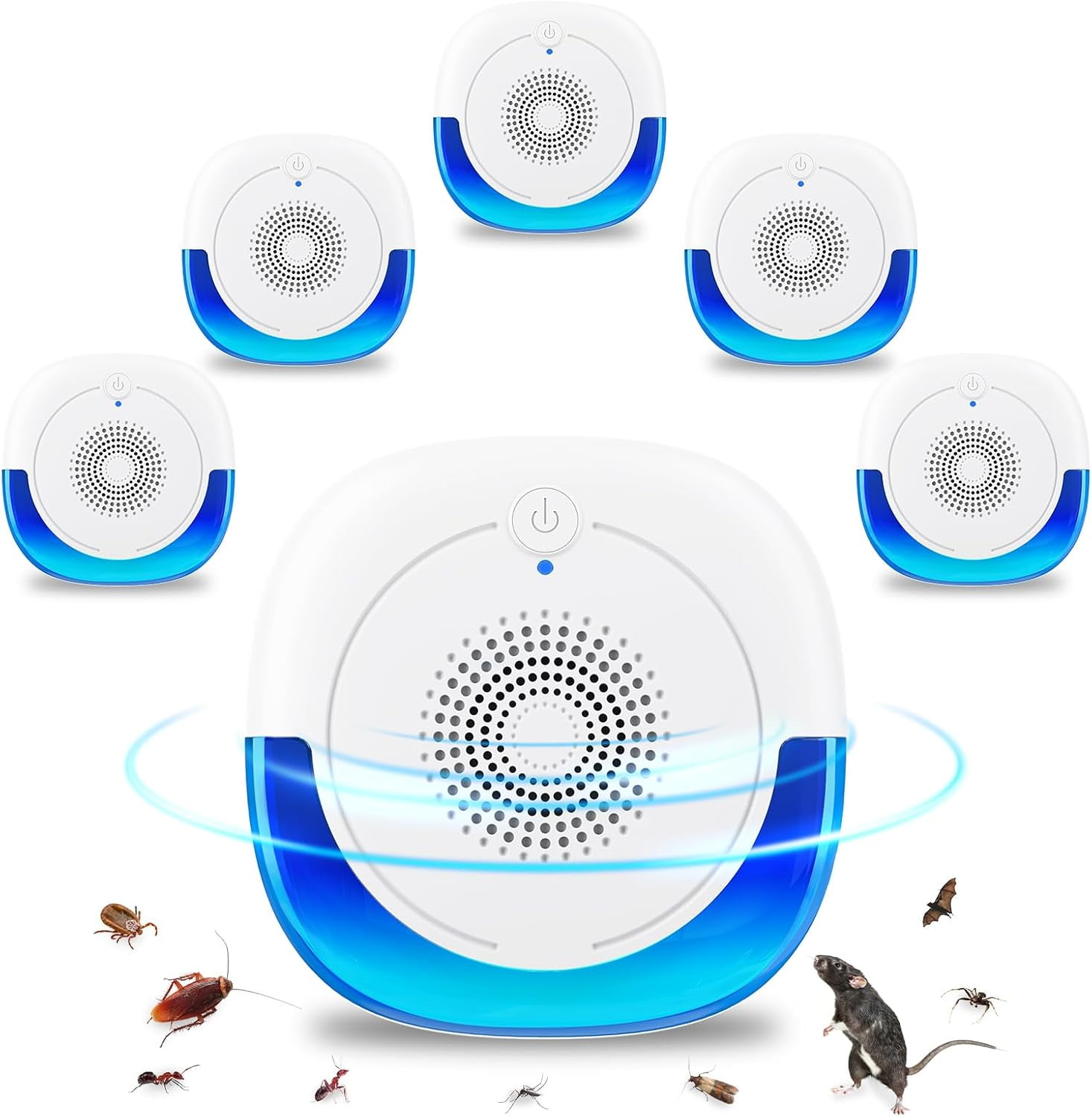 6 Pack Ultrasonic Mice Rat Repellent, Electronic Spider Bug Repellent ...