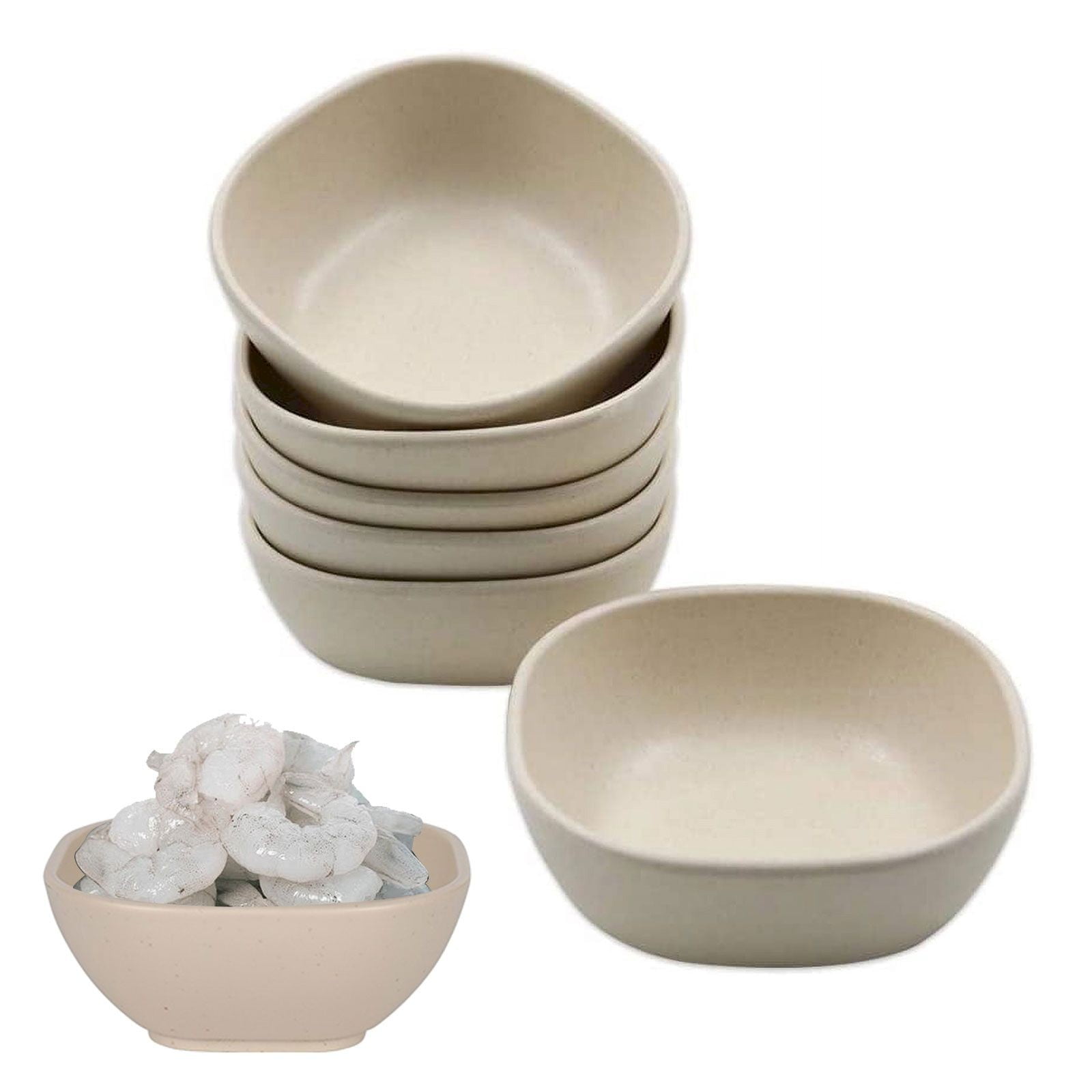6 Pack Unbreakable Dipping Bowls, 4.5 OZ Soy Sauce Dishes,Wheat Straw ...