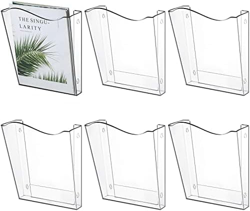 6 Pack Unbreakable Vertical Acrylic Wall File Folder, Single Pocket ...