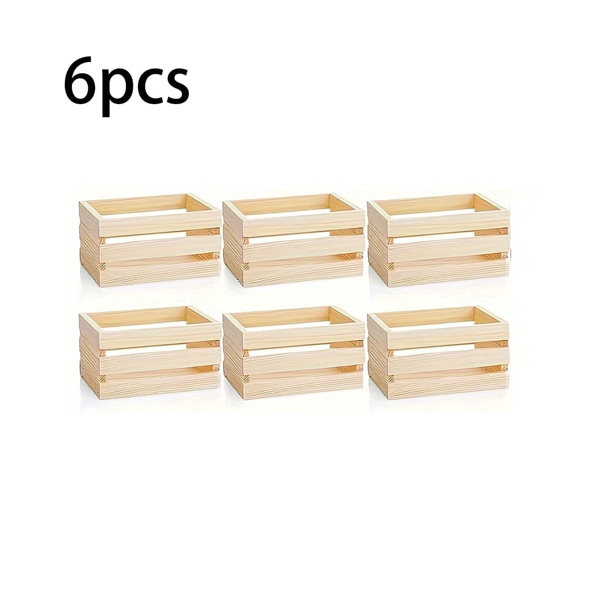 6-Pack Unfinished Pine Wood Crates, Small Wooden Boxes for DIY Crafts ...