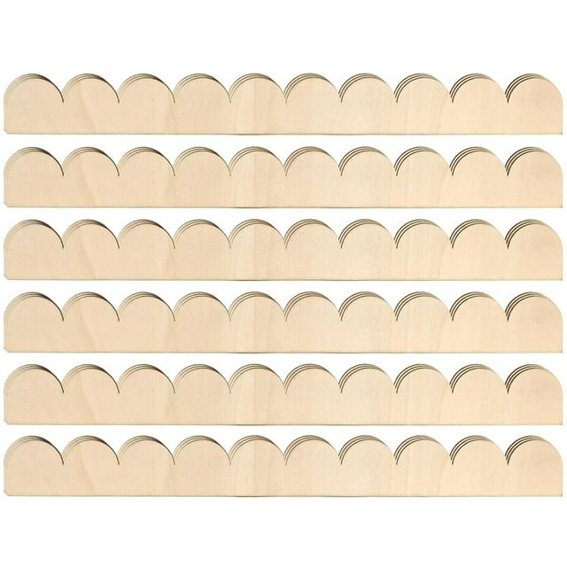 6 Pack Unfinished Scalloped Wood Border Trim,Decorative Wood Trim ...