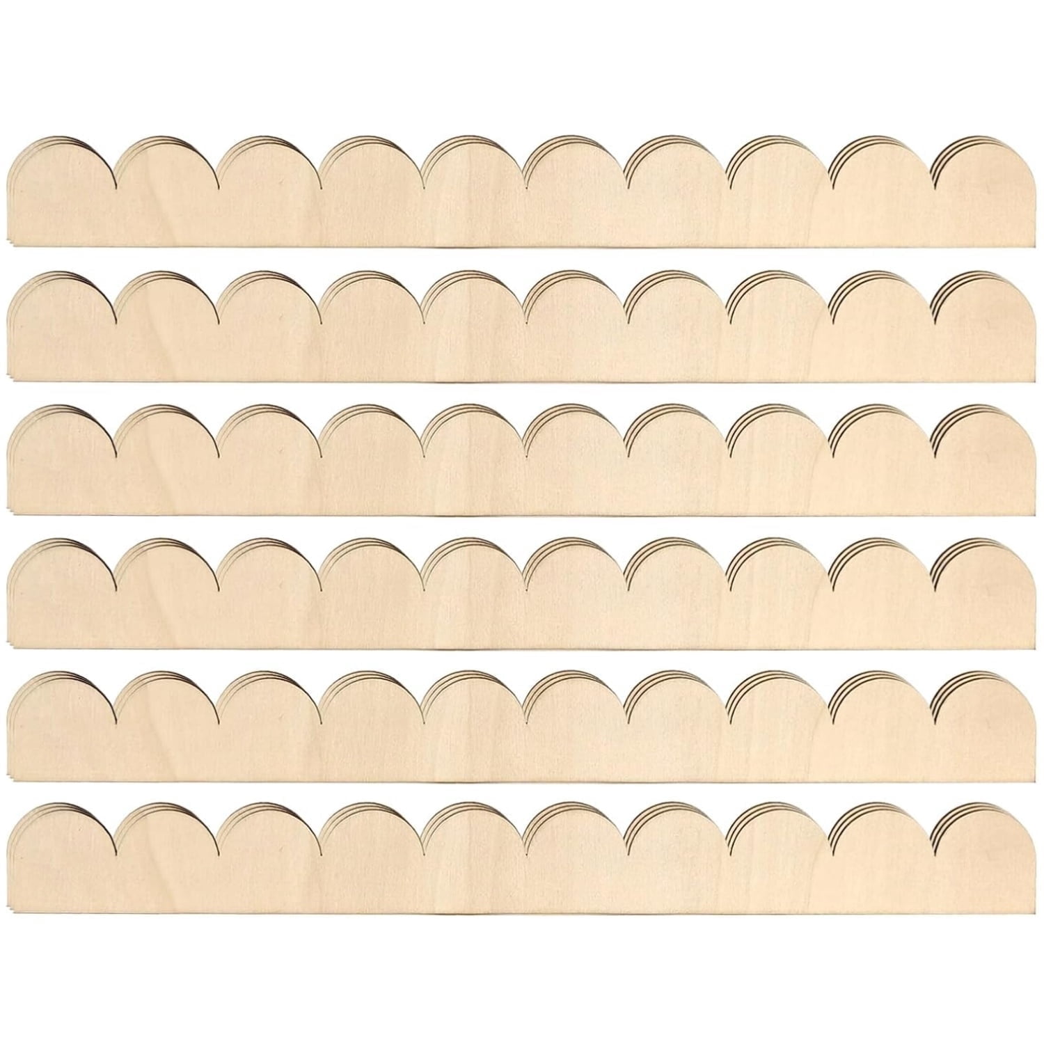 6 Pack Unfinished Scalloped Wood Border Trim,Decorative Wood Trim ...