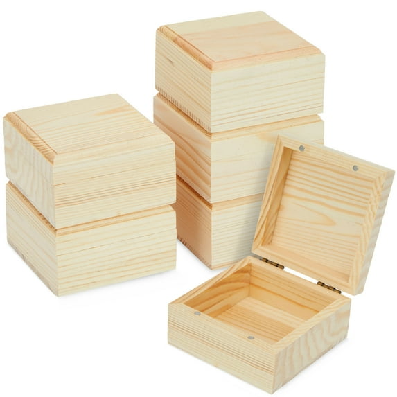 6-Pack Unpainted Pinewood Boxes, Magnetic Keepsake for Jewelry, Crafts ...
