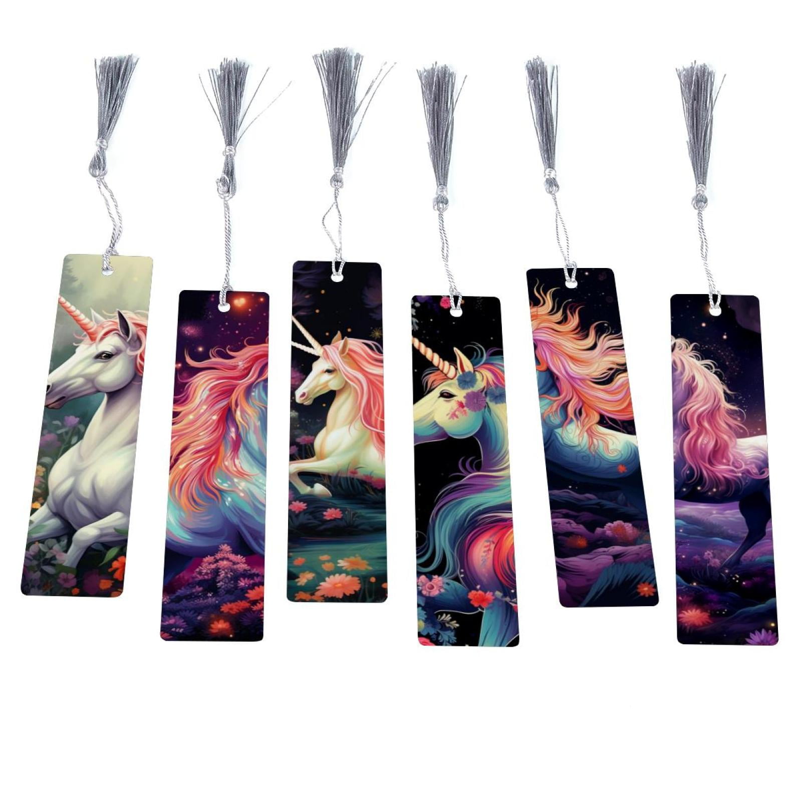 6 Pack Unicorn Bookmarks with Tassels for Kids School Supplies, Book ...