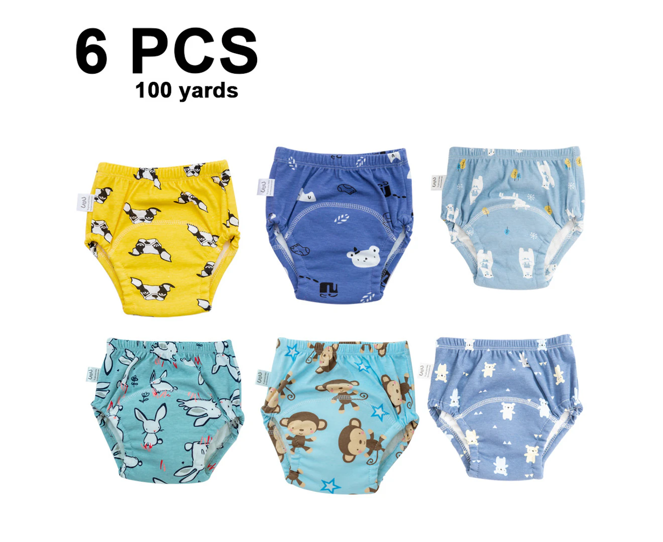 6 Pack Unisex Cotton Reusable Potty Training Underwear Breathable Toddler Boys and Girls Pee ...