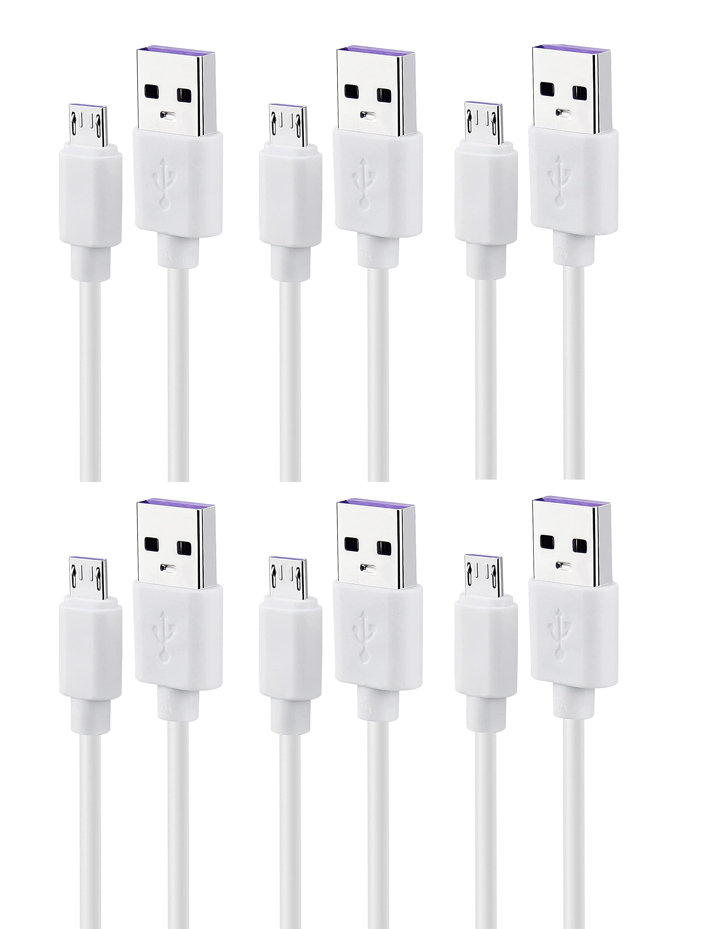 6 Pack Universal 3ft Micro USB Cables High Speed USB Sync Charge Cords ...