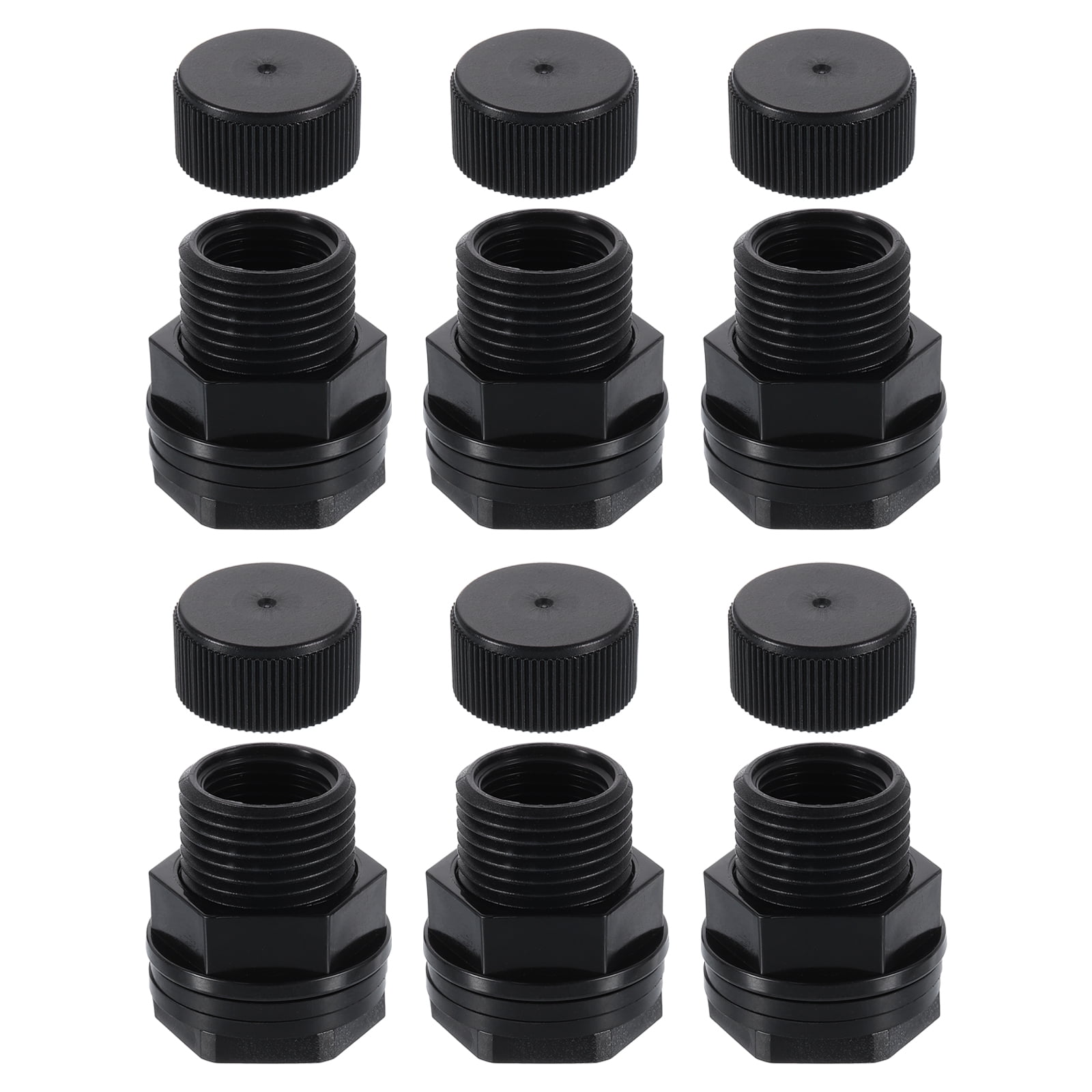 6 Pack Uxcell Bulkhead Fitting with Plug, 1/2" NPT x 3/4" GHT Bulkhead ...