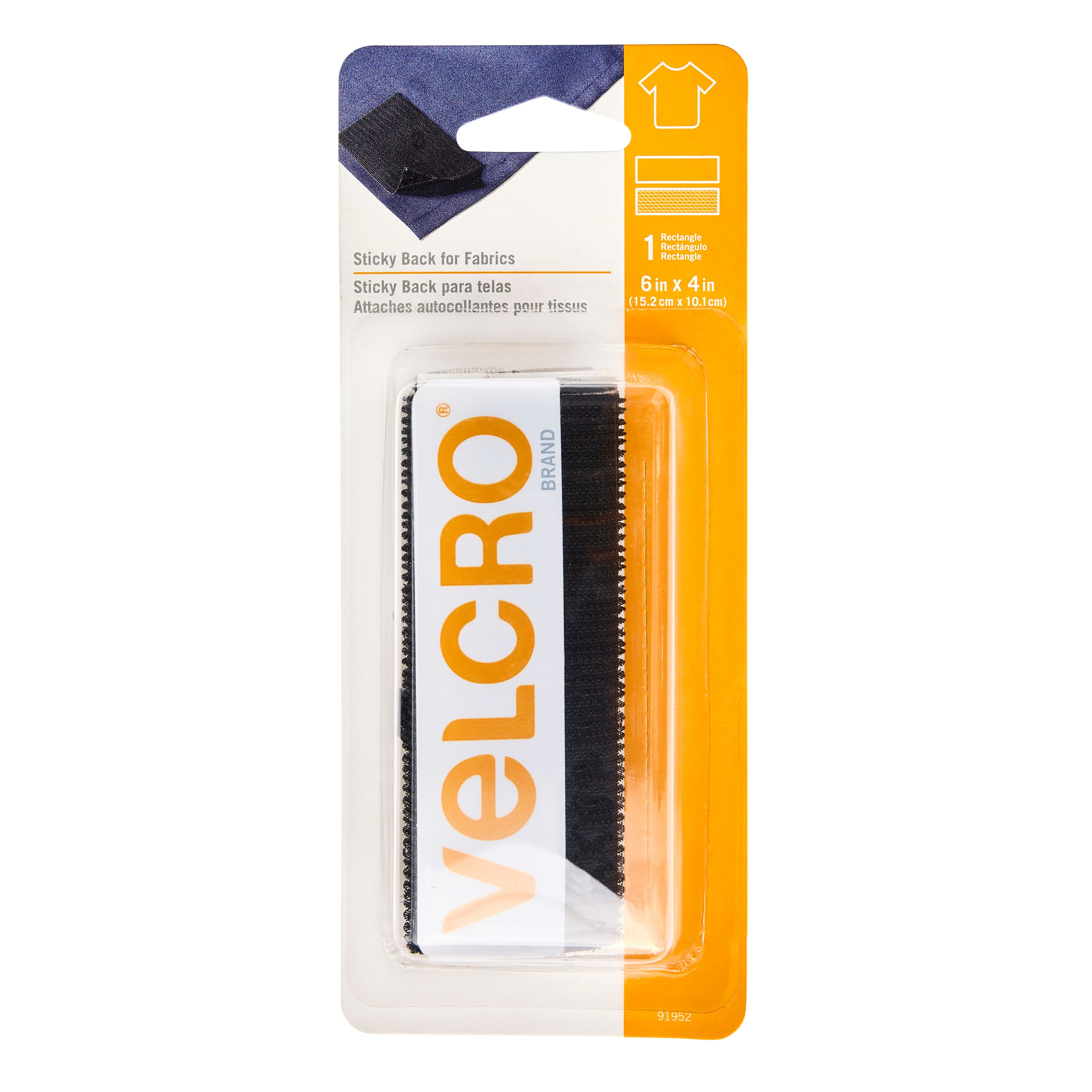 6 Pack: VELCRO® Brand Sticky Back for Fabrics Black Rectangle Fastener ...