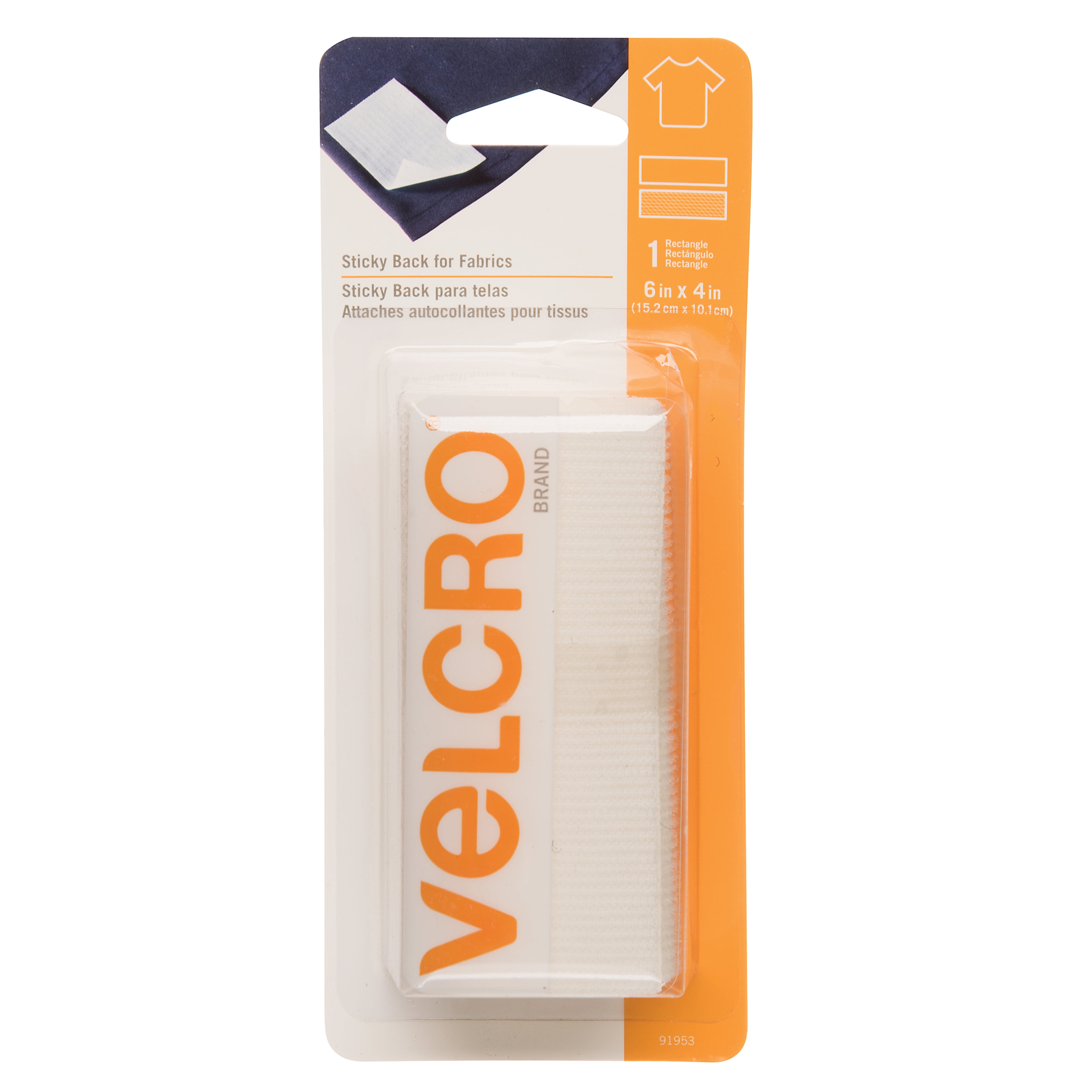6 Pack: VELCRO® Brand Sticky Back for Fabrics White Rectangle Fastener ...