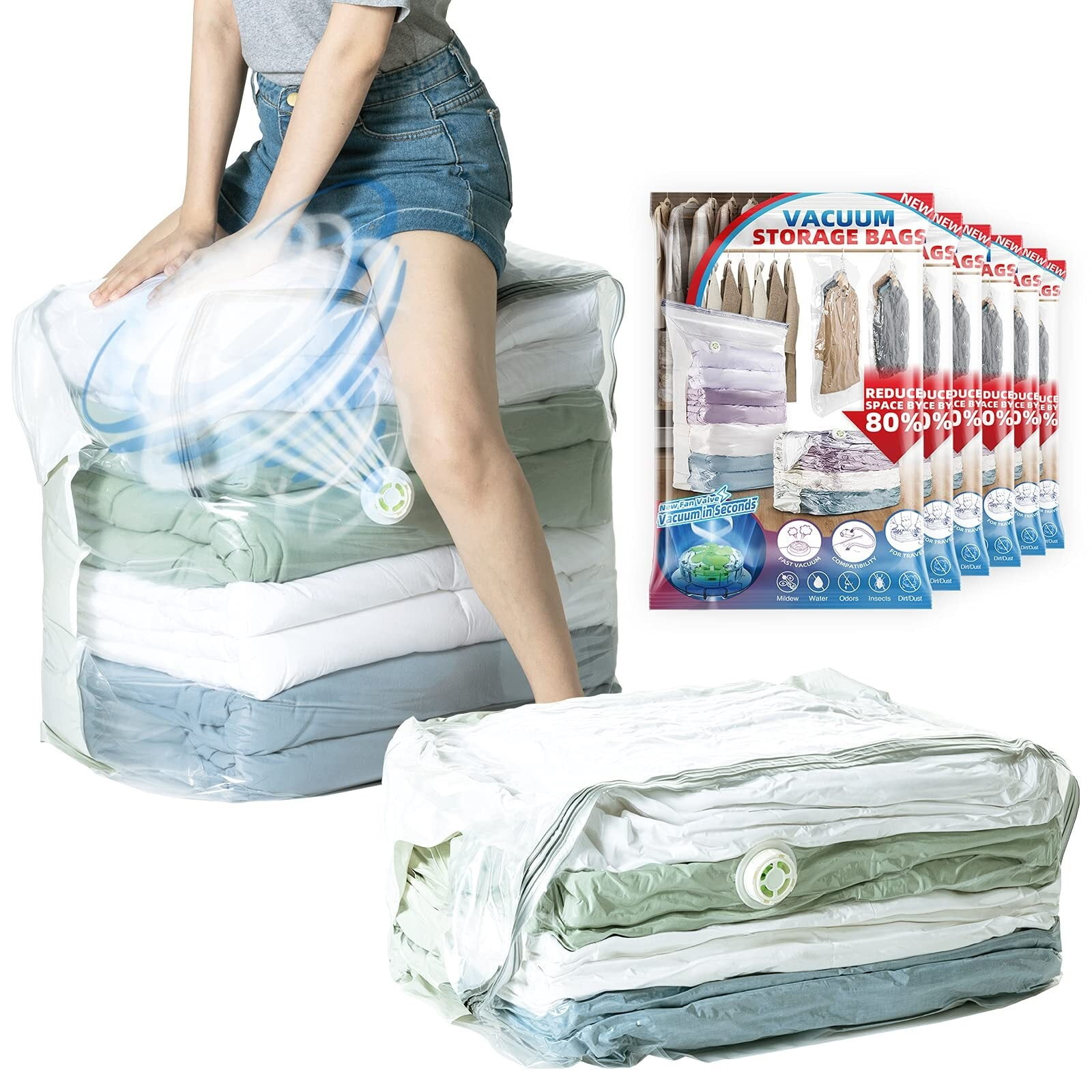 6 Pack Vacuum Storage Bags, Jumbo Cube (31x40x15 Inch), Extra Large ...