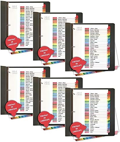 (6 Pack Value Bundle) Table of Contents Dividers, Assorted Color 26-Tab ...