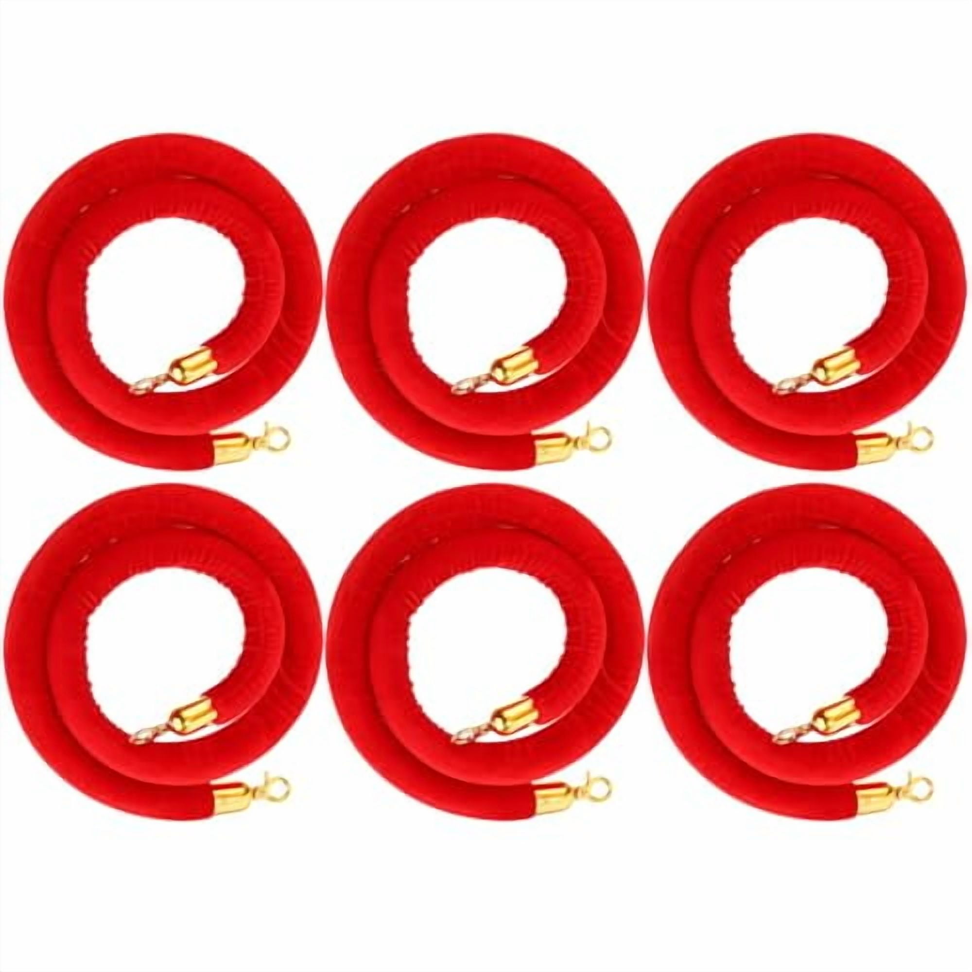 6 Pack Velvet Stanchion Rope, 5 Feet Crowd Control Stanchion Ropes ...