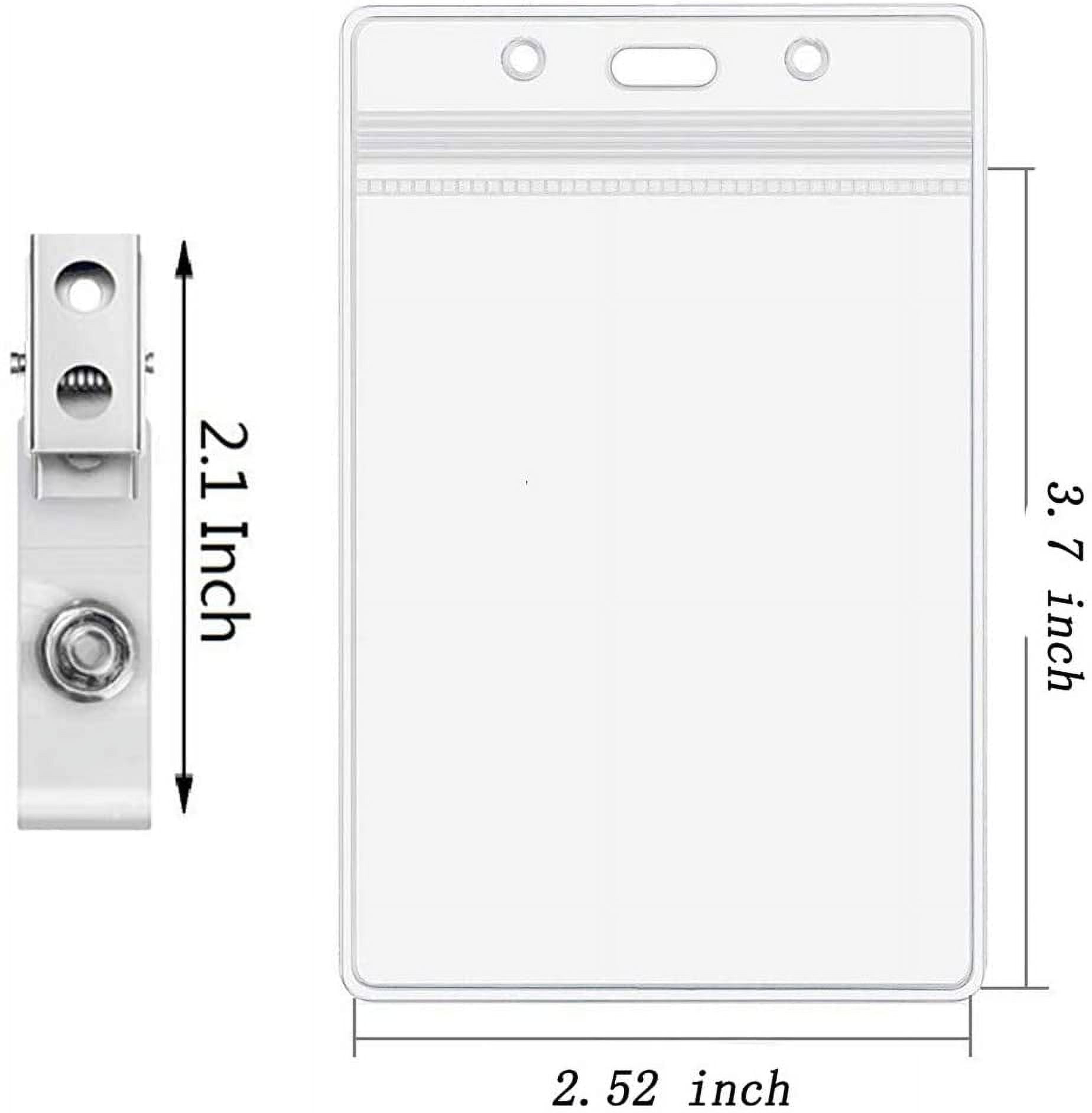 6 Pack Vertical ID Card Badge Holder and Metal Clips,Clear PVC Card ...