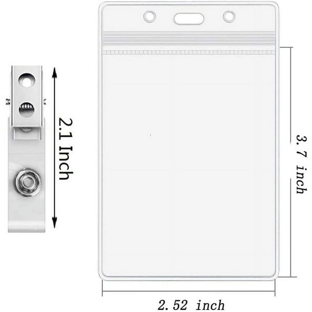 6 Pack Vertical ID Card Badge Holder and Metal Clips,Clear PVC Card ...