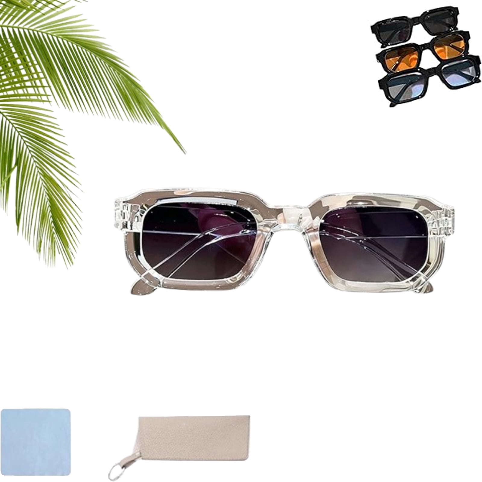 6-Pack Vintage Rectangle Frame Sunglasses for Men & Women with Uv400 ...