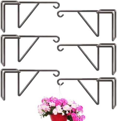 6 Pack Vinyl Fence Hooks, Heavy Duty Durable Brown Fence Plant Hangers ...