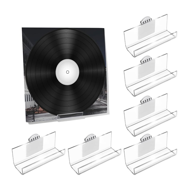 6 Pack Vinyl Record Holder Wall Mount No Drill, Self Adhesive Acrylic ...