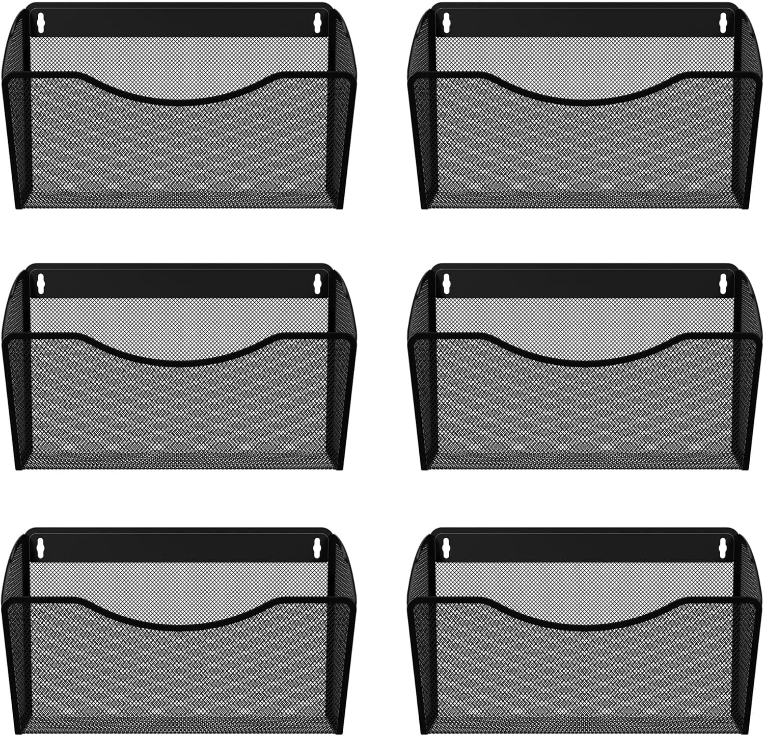 6 Pack Wall File Holder, Single Mesh Hanging File Organizer for A4 ...