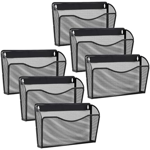 6 Pack Wall File Organizer, Mesh Hanging Metal Vertical Wall Mounted ...