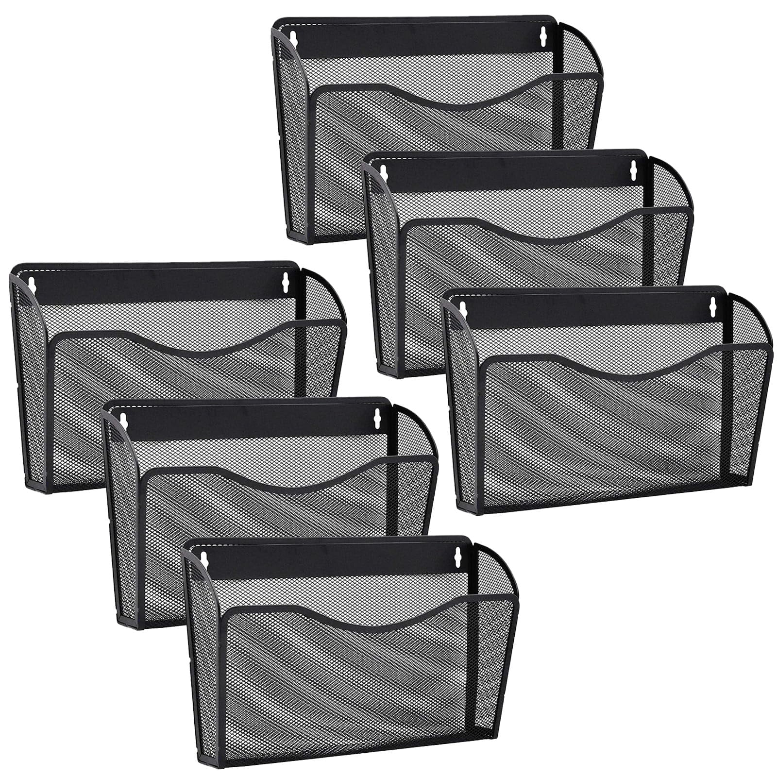 6 Pack Wall File Organizer, Mesh Wall File Pocket Mail Organizer ...