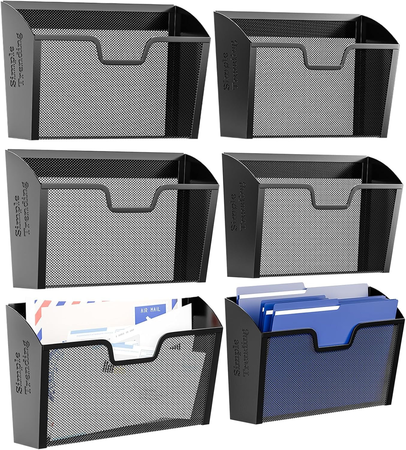 6 Pack Wall File Organizer, Vertical Mounted File Folder Binder Holder ...