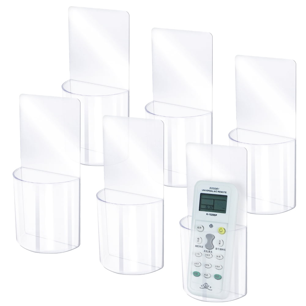 6 Pack Wall Mount Remote Control Holder, Clear Media Organizer Self ...