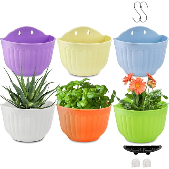 6 Pack Wall Planter Hanging Flower Pot, Window Hang Indoor Outdoor ...