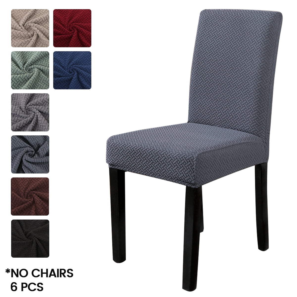 6 Pack Washable Chair Covers, Knitted Jacquard Stretch Removable Dining ...