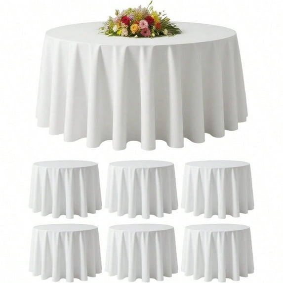 6 Pack Washable Round Polyester Fabric Tablecloths 90 Inch Decorative ...