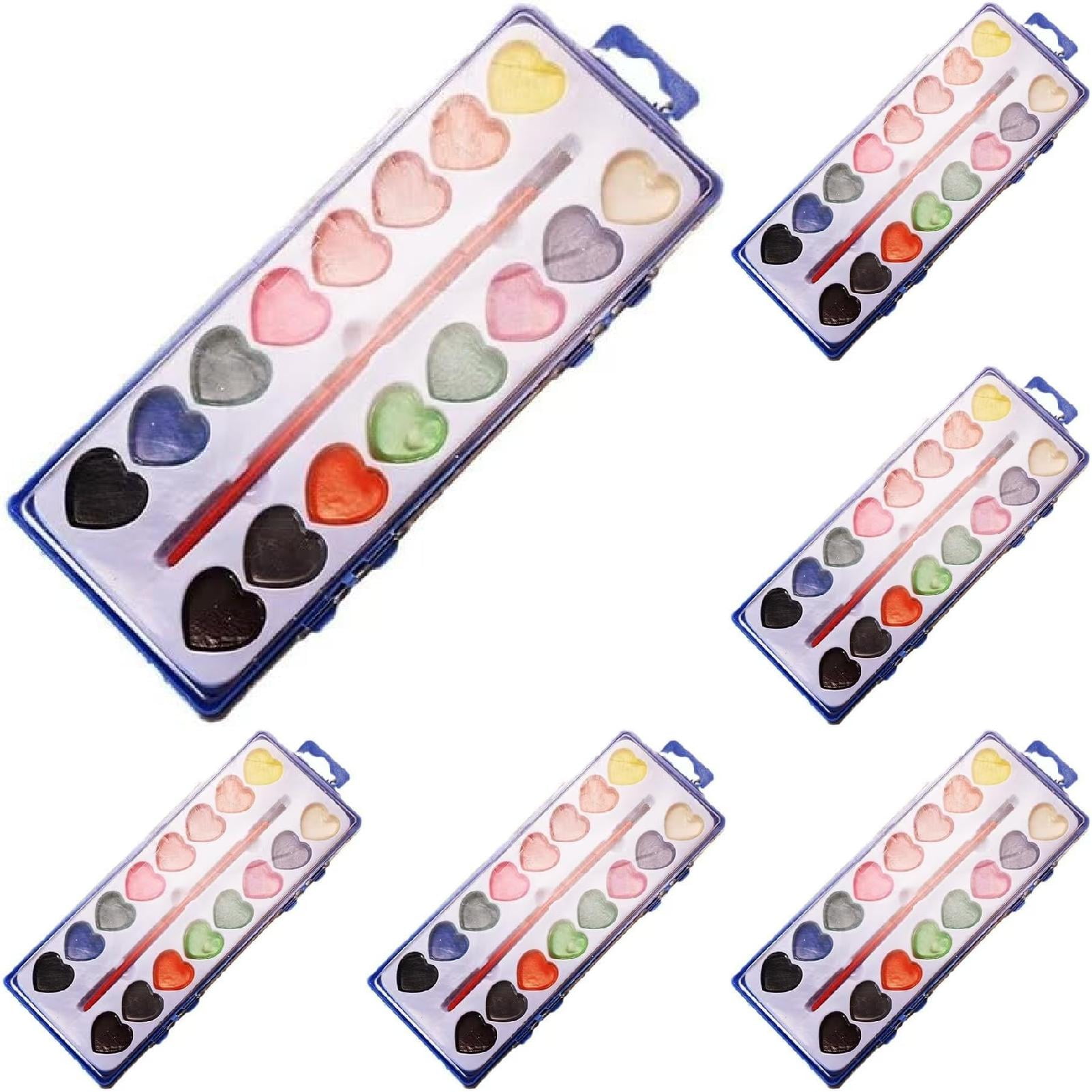 6 Pack Watercolor Paint Sets for Valentine's Day Gifts, Heart Shaped ...