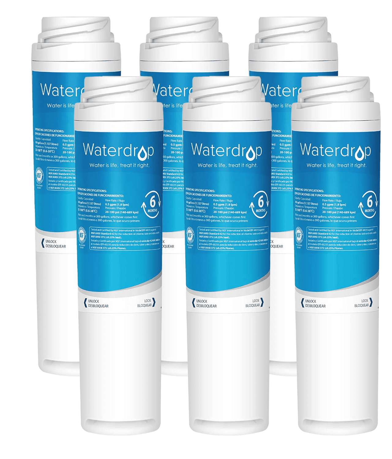 Waterdrop GSWF Replacement, 6 Pack Refrigerator Water Filter ...