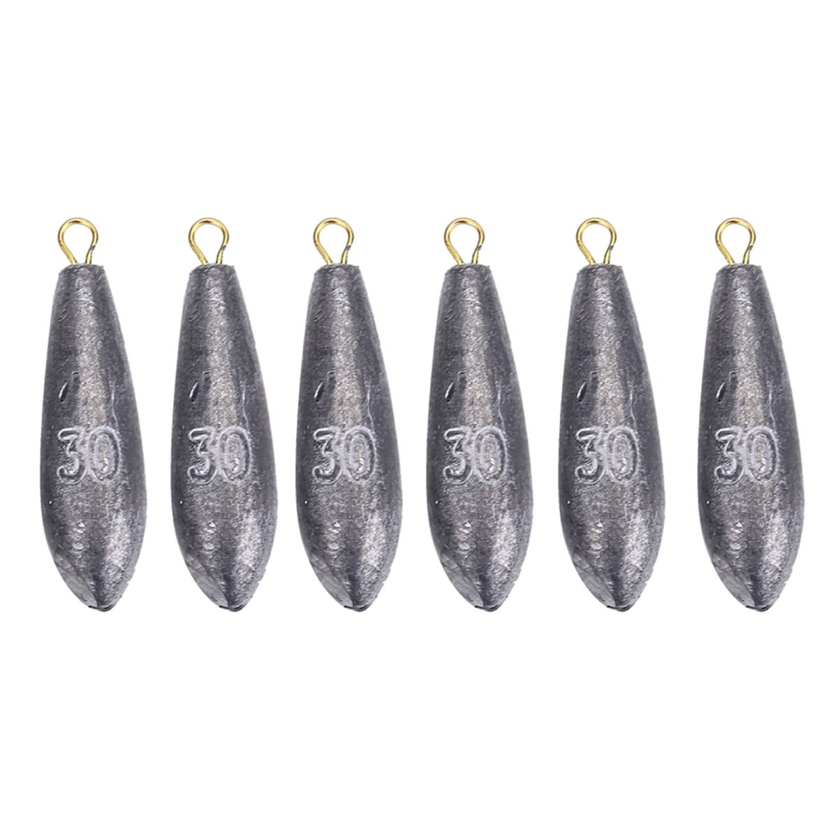 6-Pack Waterdrop Shaped Fishing Weights Sinkers - 30g Casting Tackle ...