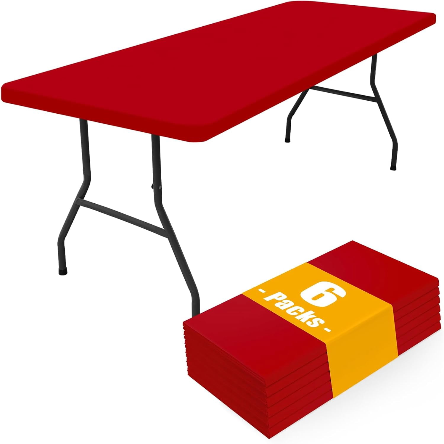 6 Pack Waterproof Elastic Fitted Rectangle Picnic Table Cloth Polyester ...