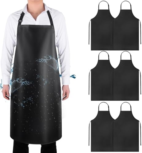 6 Pack Waterproof Rubber Vinyl Apron 40 Inch Chef Aprons for Men Heavy ...