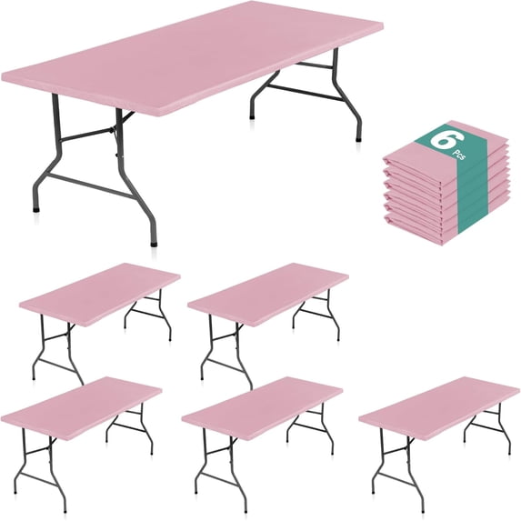 6 Pack Waterproof Vinyl Tablecloths with Flannel Backing for 6ft ...