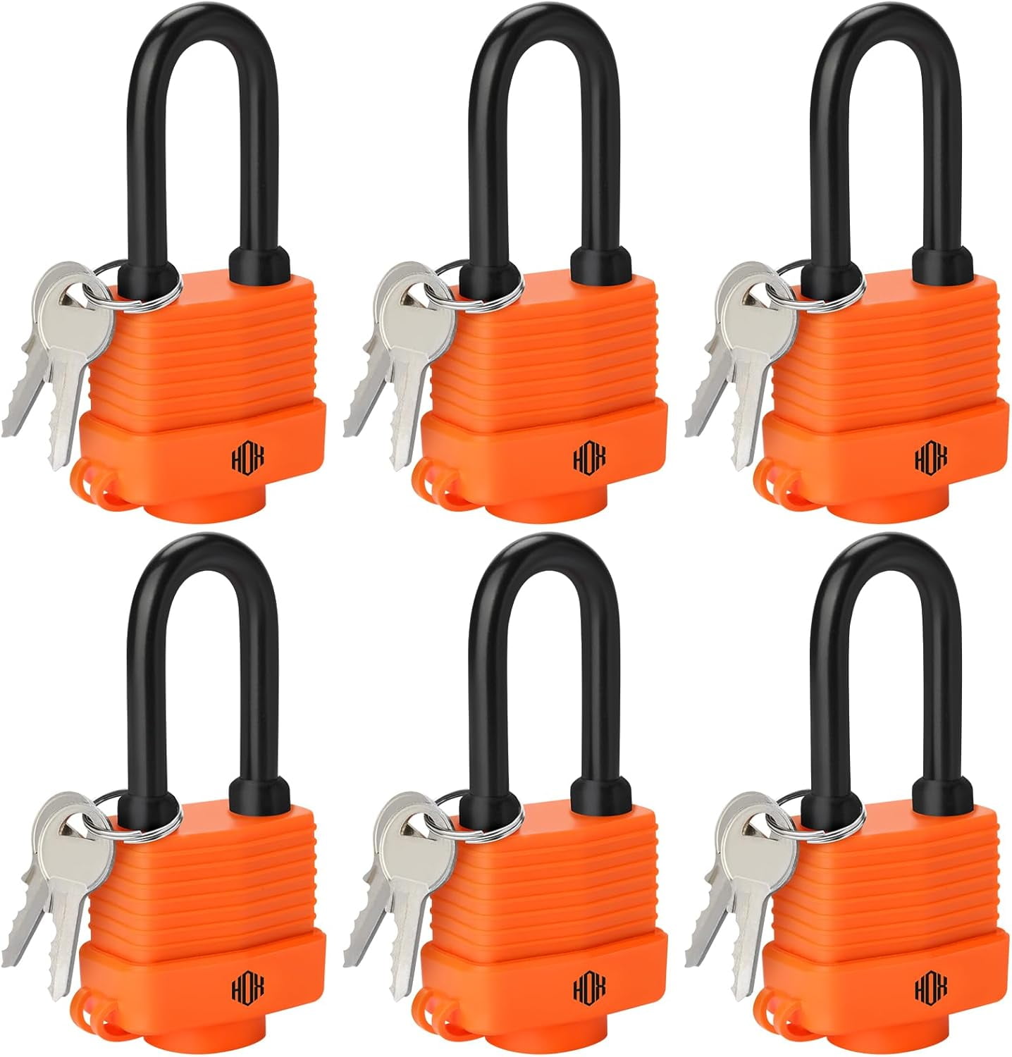6-Pack Weather Resistant Padlocks – 40mm Laminated Steel, Chrome Plated with 2-inch Shackle ...