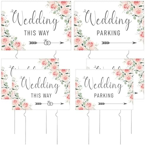 6 Pack Wedding Signs 17x12" Wedding This Way Lawn Signs Wedding Parking ...