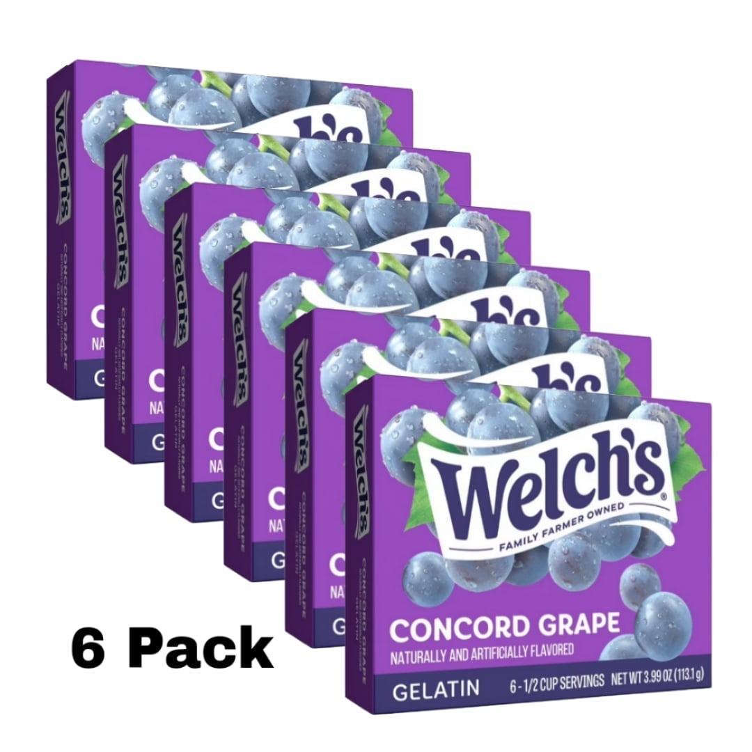 (6 Pack) Welch's Concord Grape Gelatin Mix, 6 Servings, 3.99 oz Shelf ...