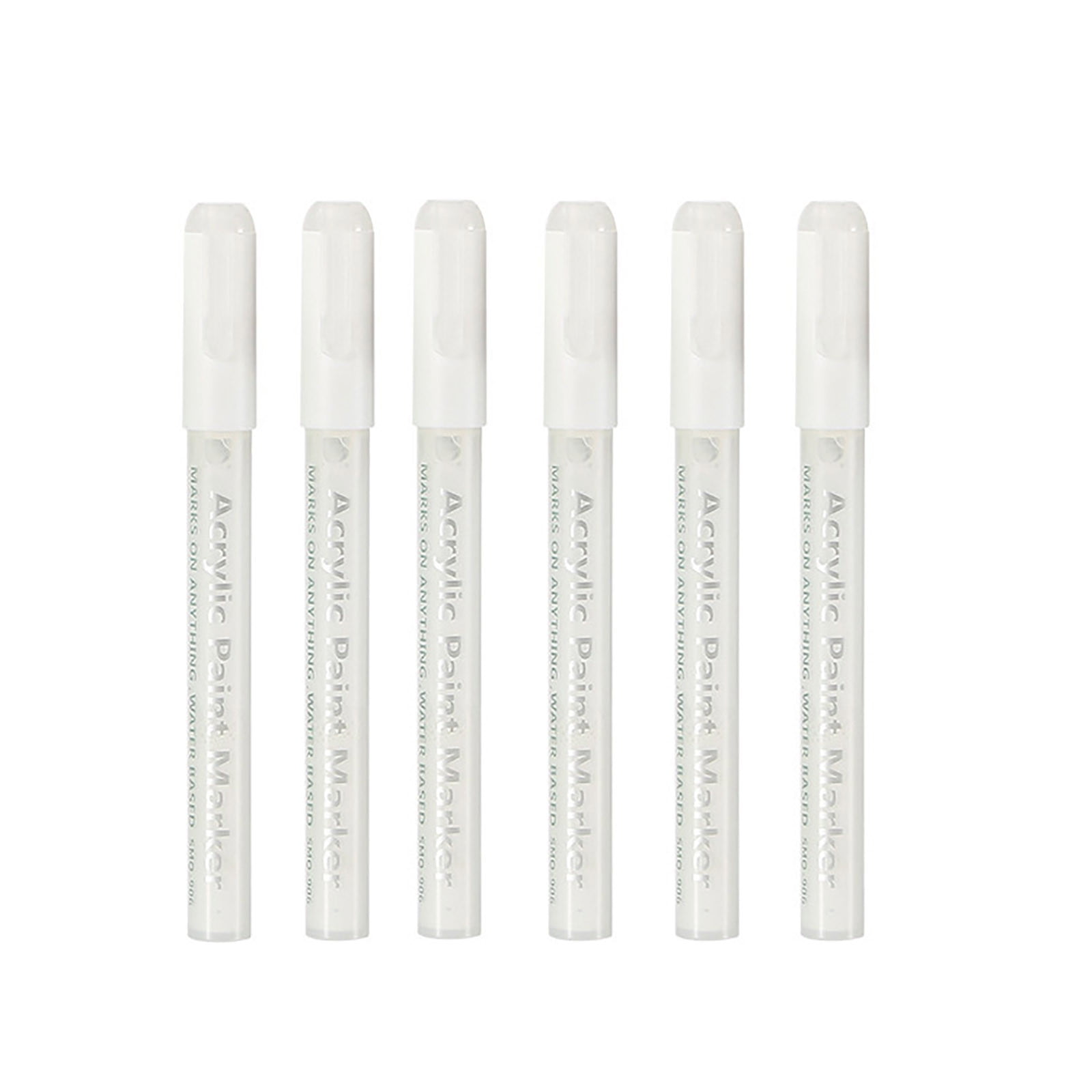 6 Pack White Acrylic Paint Marker Pens, Water-Based Quick-Dry Art ...