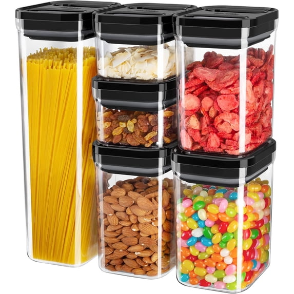 6-Pack White Airtight Food Storage Set - BPA-Free One-Handed Pantry ...