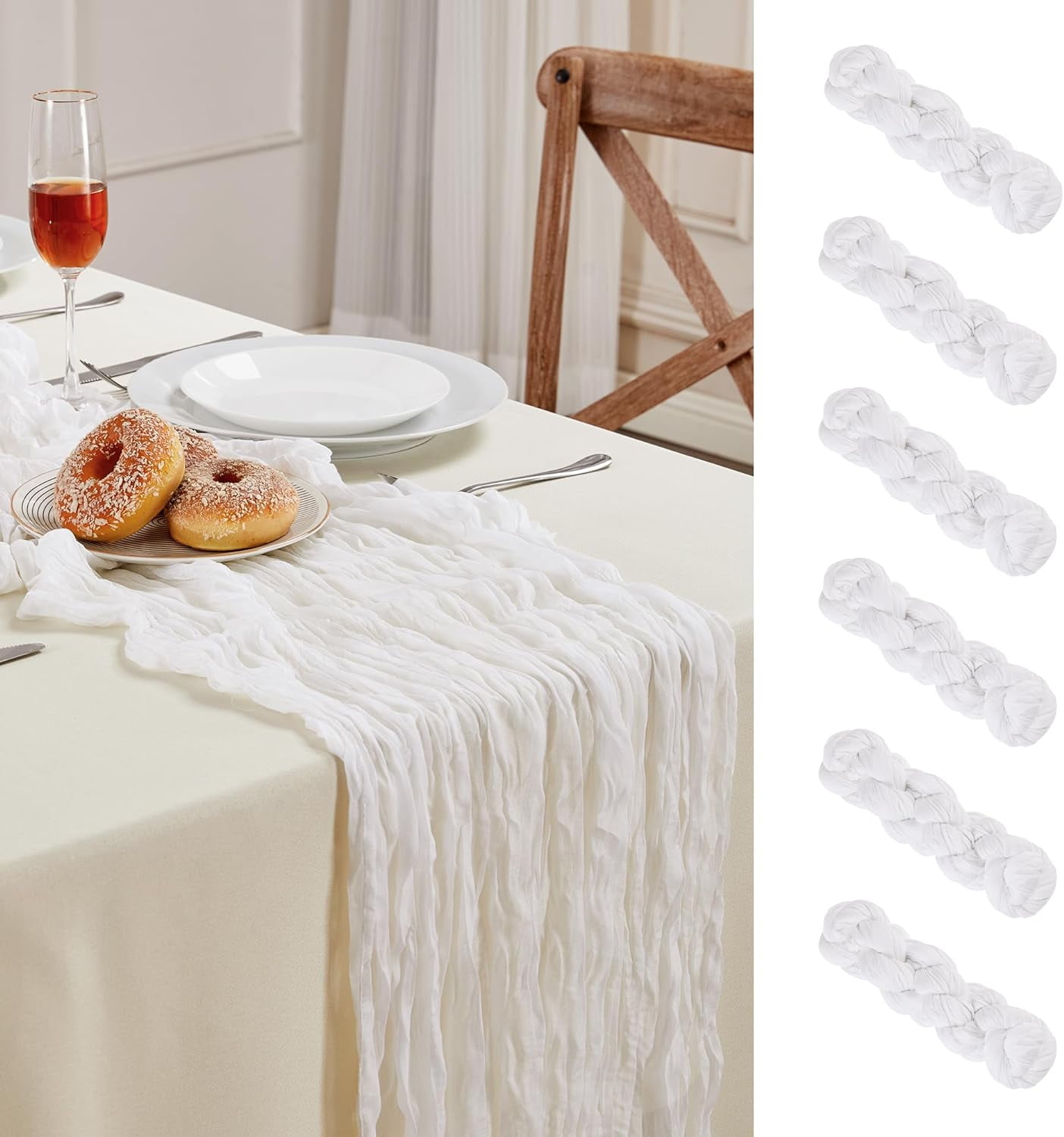 6 Pack White Cheesecloth Table Runner 10FT Long Boho Gauze Table Runner ...