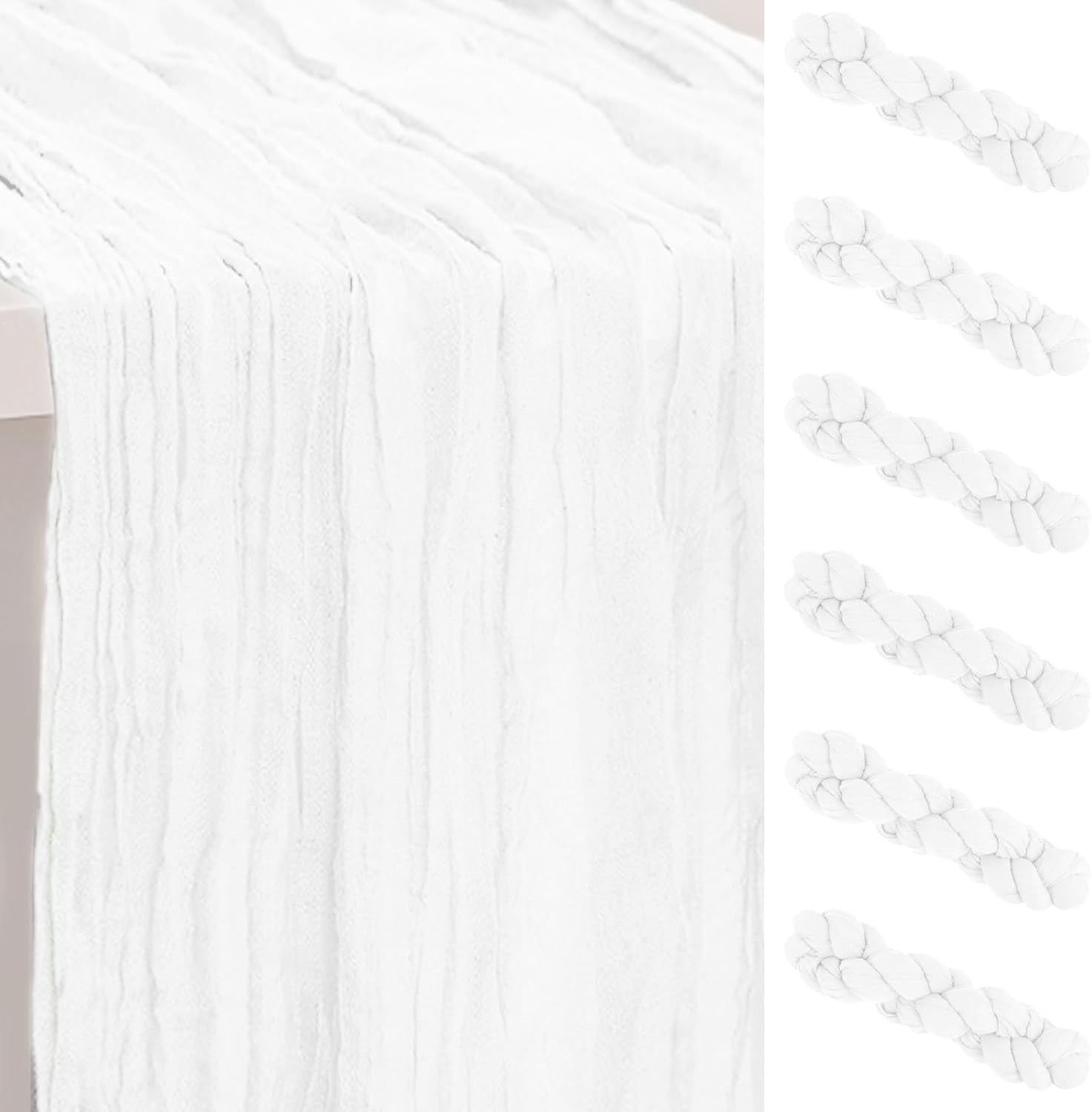 6 Pack White Cheesecloth Table Runner 35x120 Inch 10Ft Rustic Gauze ...
