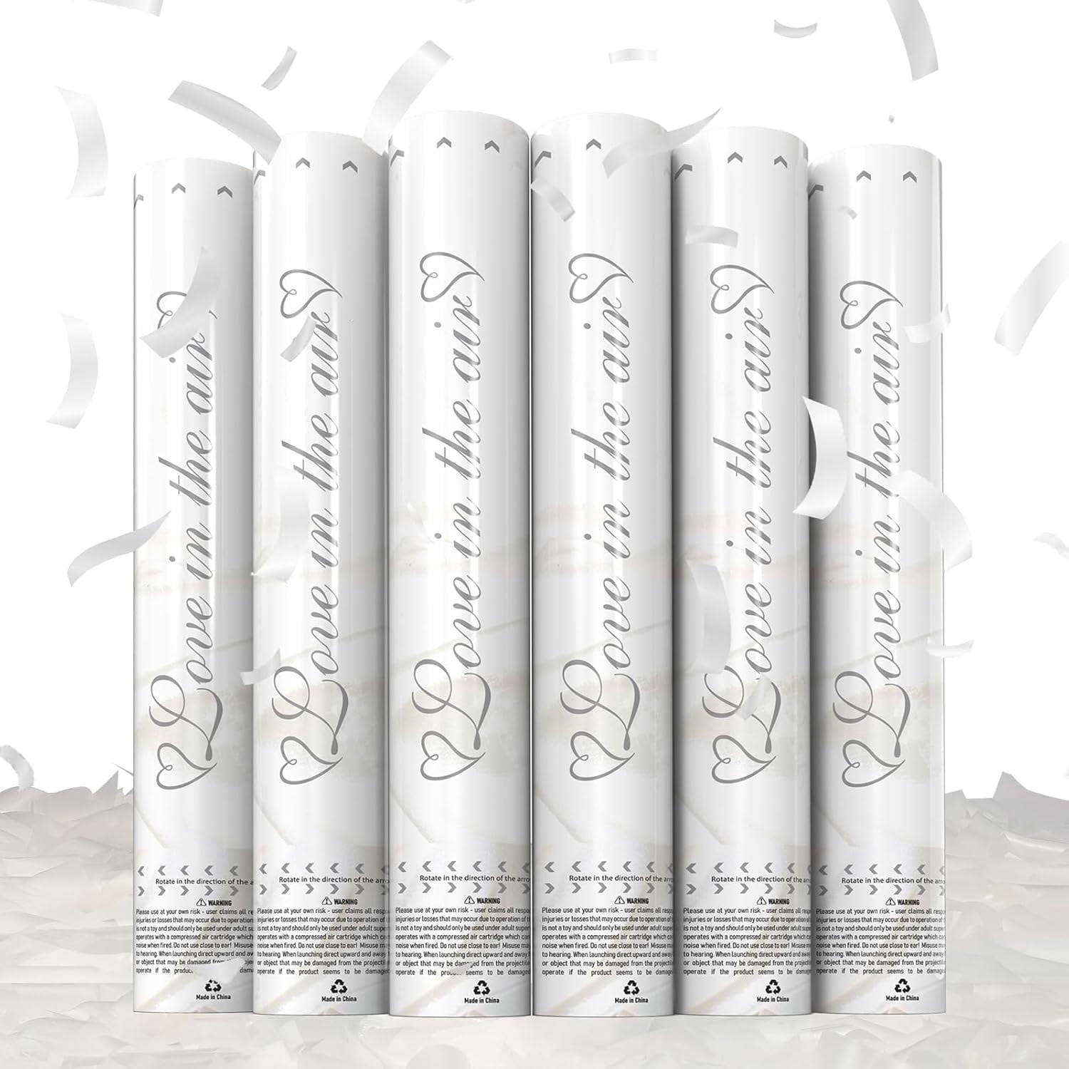 6 Pack White Confetti Poppers,Confetti Cannon,12 Inch Party Poppers ...