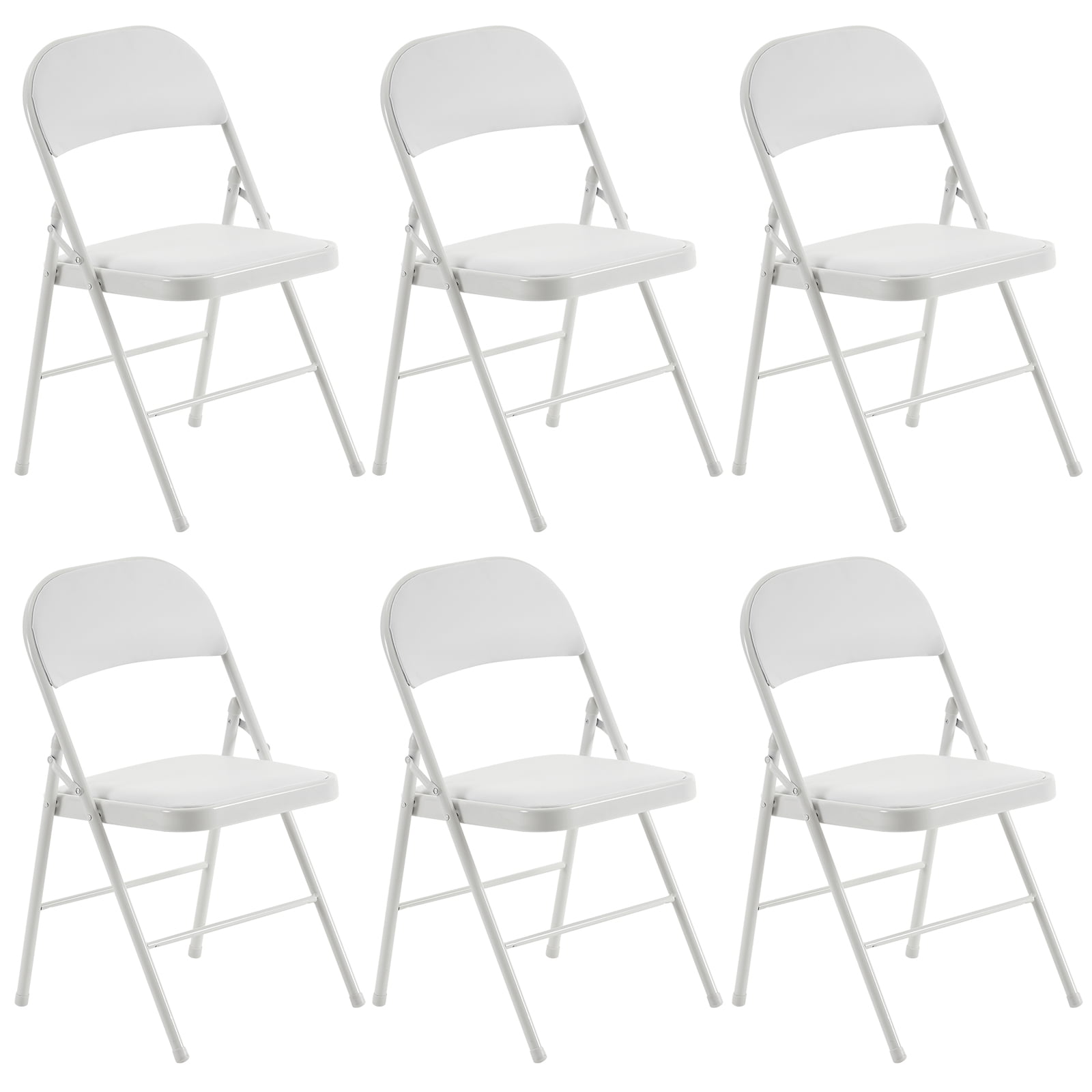 6-Pack White Folding Chairs - Heavy Duty 330lbs Capacity, Steel Frame ...