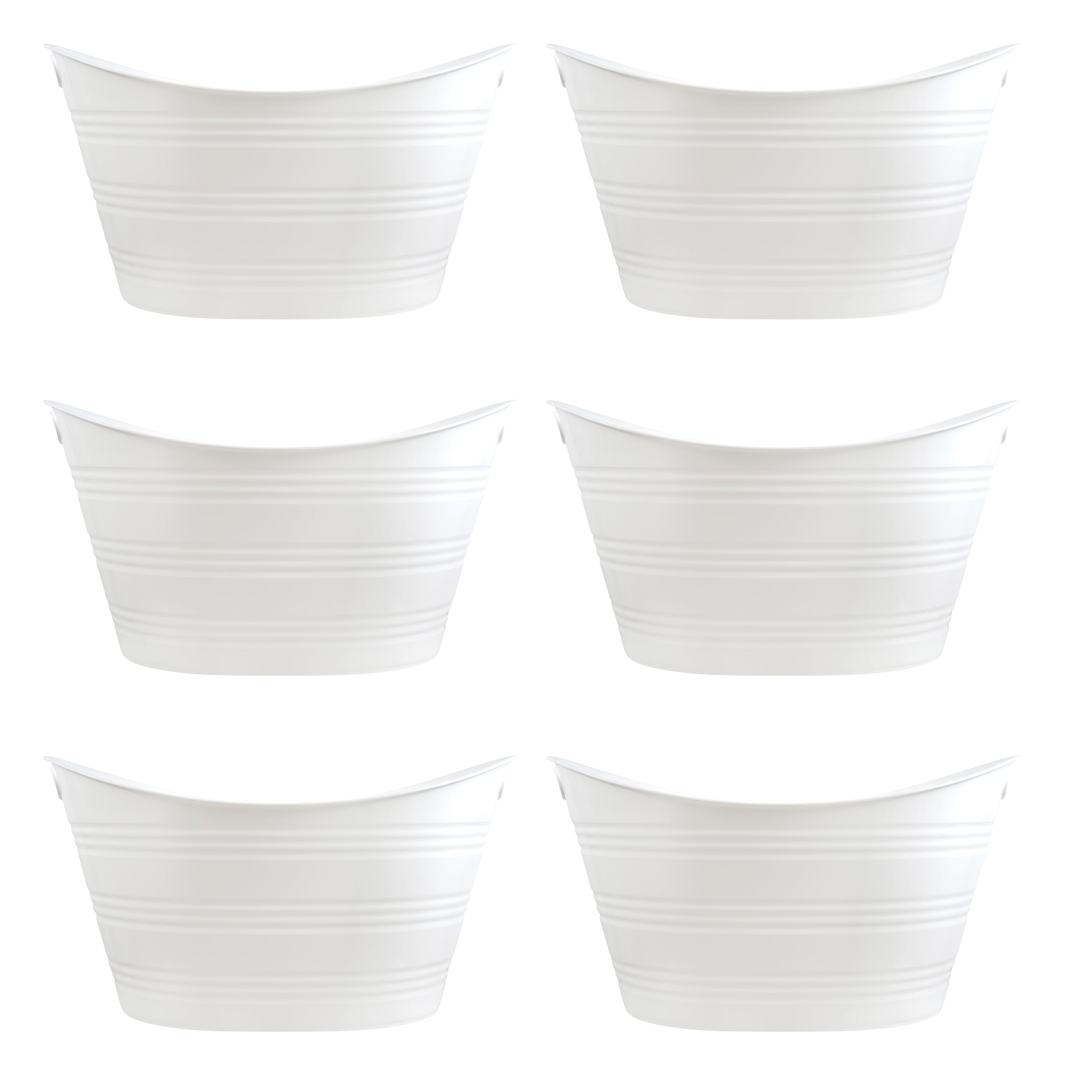 6 Pack: White Oval Plastic Tub by Celebrate Itâ„¢ - Walmart.com