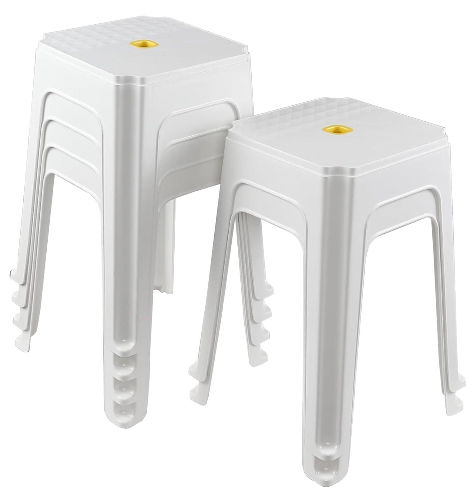 6 Pack White Plastic Square Stacking Stools, 18.5 Inch Portable ...