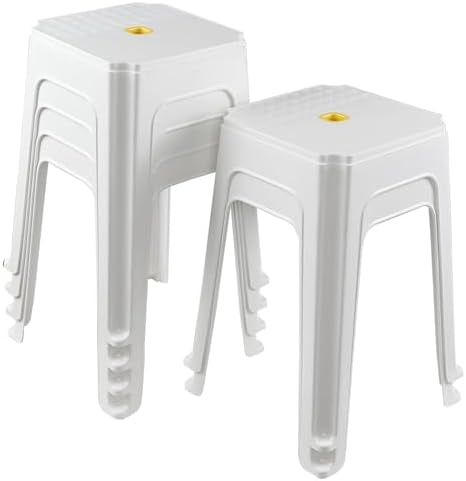 6 Pack White Plastic Square Stacking Stools, 18.5 Inch Portable ...