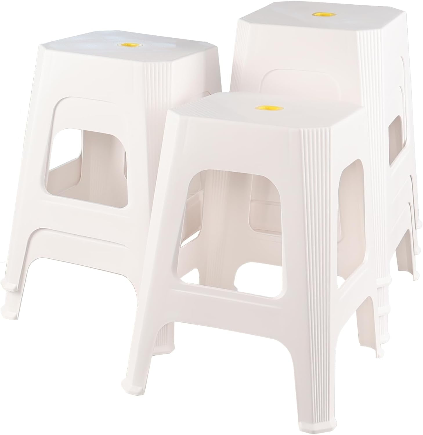 6 Pack White Plastic Square Stacking Stools, 18.9 Inch Plastic Stack ...